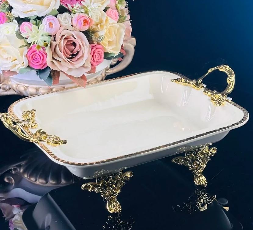 Блюдо 30,5 см Atlantis Cream Lenardi на ножках с ручками купить с ...